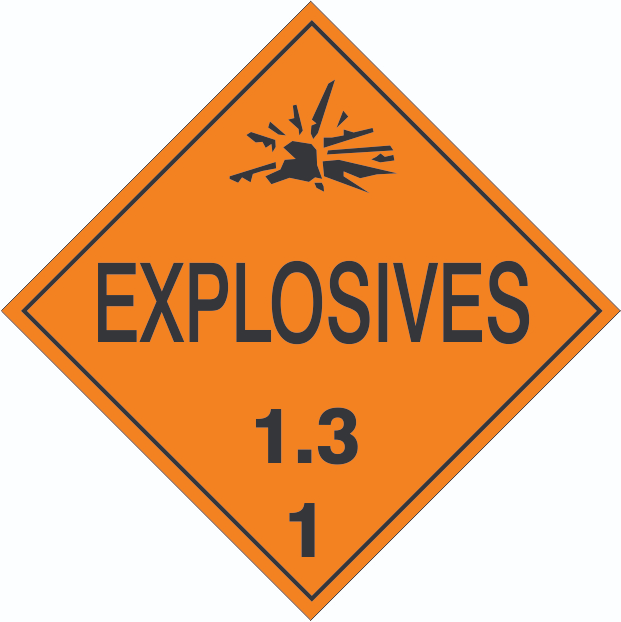 Explosives 1.3 - Class 1 DOT Placard | DOT-2817 | Rutke Signs Home of ...