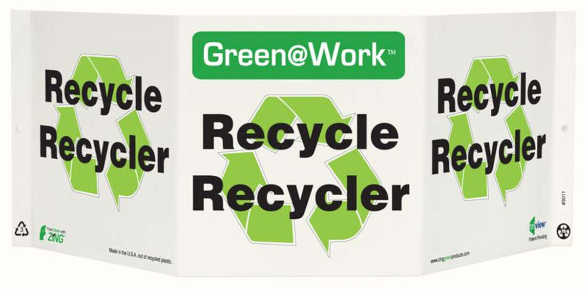 Green@Work Recycle Bilingual TriView Sign | 3011 | Signs Labels and Tags